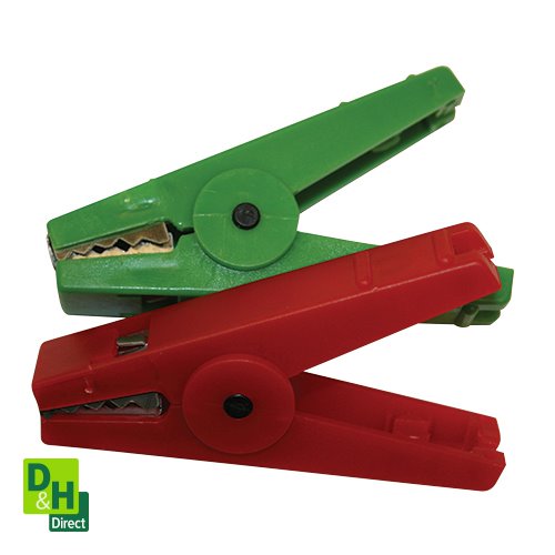 Crocodile Clips Red/Green - 2pk - D&H Direct